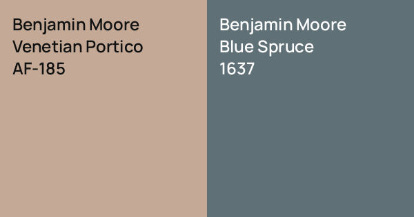 Benjamin Moore Venetian Portico vs. Benjamin Moore Blue Spruce comparison