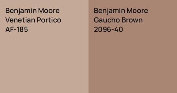 Benjamin Moore Venetian Portico vs. Benjamin Moore Gaucho Brown comparison