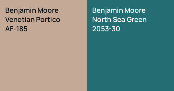 Benjamin Moore Venetian Portico vs. Benjamin Moore North Sea Green ...