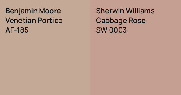 Benjamin Moore Venetian Portico vs. Sherwin Williams Cabbage Rose ...