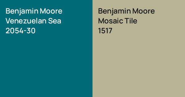 Benjamin Moore Venezuelan Sea vs. Benjamin Moore Mosaic Tile comparison