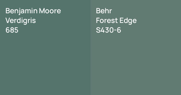 Benjamin Moore Verdigris vs. Behr Forest Edge comparison