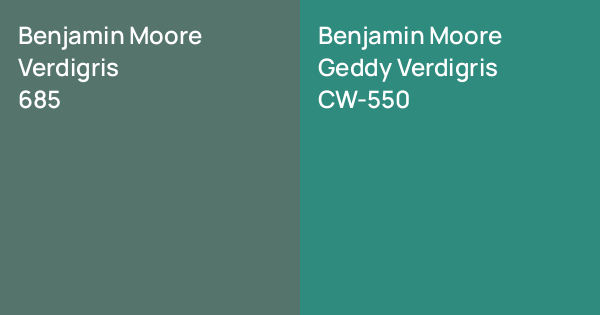 Benjamin Moore Verdigris vs. Benjamin Moore Geddy Verdigris comparison