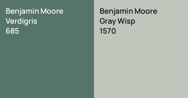 Benjamin Moore Verdigris vs. Benjamin Moore Gray Wisp comparison