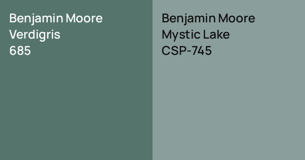 Benjamin Moore Verdigris vs. Benjamin Moore Mystic Lake comparison