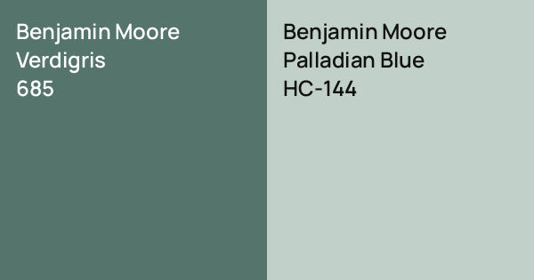Benjamin Moore Verdigris vs. Benjamin Moore Palladian Blue comparison