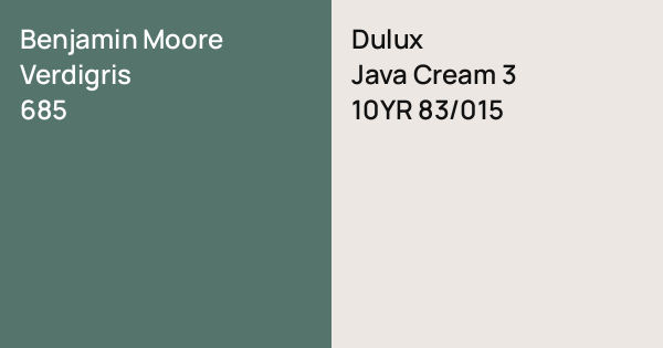 Benjamin Moore Verdigris vs. Dulux Java Cream 3 comparison