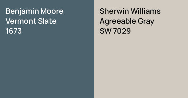 Benjamin Moore Vermont Slate vs. Sherwin Williams Agreeable Gray comparison