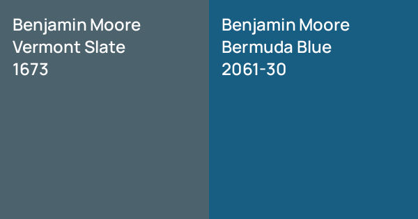 Benjamin Moore Vermont Slate vs. Benjamin Moore Bermuda Blue comparison