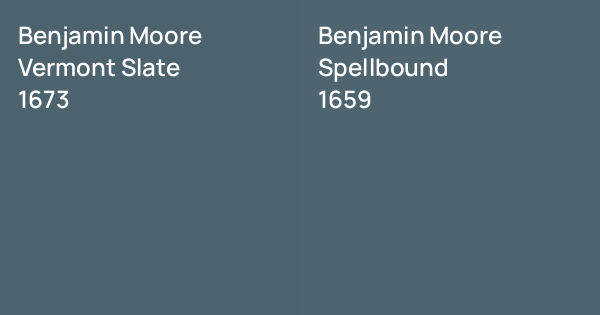 Benjamin Moore Vermont Slate vs. Benjamin Moore Spellbound comparison
