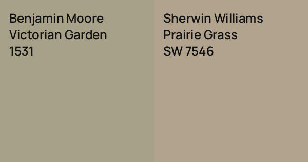 Benjamin Moore Victorian Garden vs. Sherwin Williams Prairie Grass ...