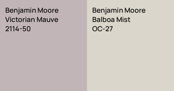 Benjamin Moore Victorian Mauve vs. Benjamin Moore Balboa Mist comparison