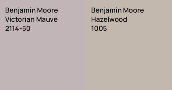 Benjamin Moore Victorian Mauve vs. Benjamin Moore Hazelwood comparison