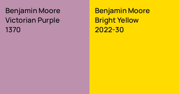 Benjamin Moore Victorian Purple vs. Benjamin Moore Bright Yellow comparison
