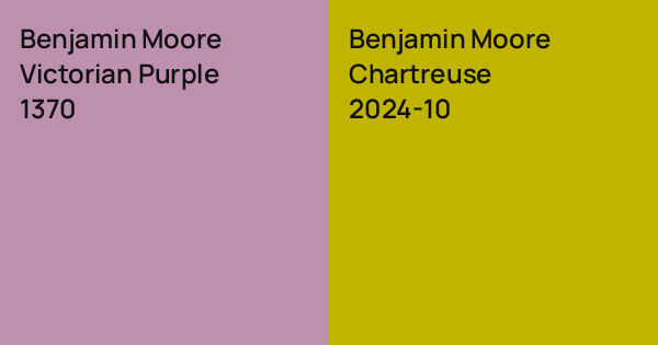 Benjamin Moore Victorian Purple vs. Benjamin Moore Chartreuse comparison
