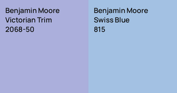 Benjamin Moore Victorian Trim vs. Benjamin Moore Swiss Blue comparison