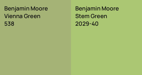 Benjamin Moore Vienna Green vs. Benjamin Moore Stem Green comparison