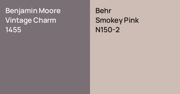 Benjamin Moore Vintage Charm vs. Behr Smokey Pink comparison