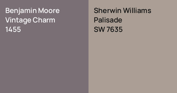 Benjamin Moore Vintage Charm vs. Sherwin Williams Palisade comparison
