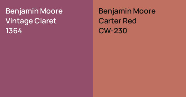 Benjamin Moore Vintage Claret vs. Benjamin Moore Carter Red comparison