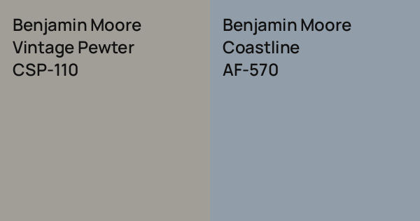 Benjamin Moore Vintage Pewter vs. Benjamin Moore Coastline comparison