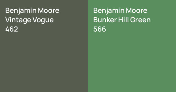 Benjamin Moore Vintage Vogue vs. Benjamin Moore Bunker Hill Green ...