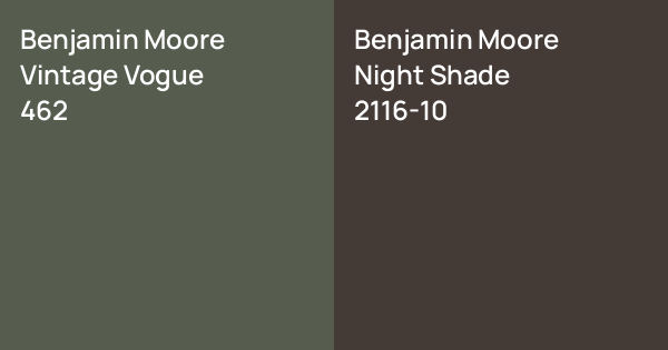 Benjamin Moore Vintage Vogue vs. Benjamin Moore Night Shade comparison