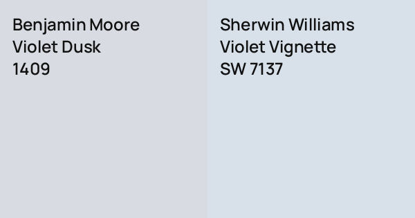 Benjamin Moore Violet Dusk vs. Sherwin Williams Violet Vignette comparison