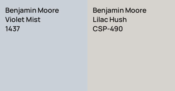 Benjamin Moore Violet Mist vs. Benjamin Moore Lilac Hush comparison