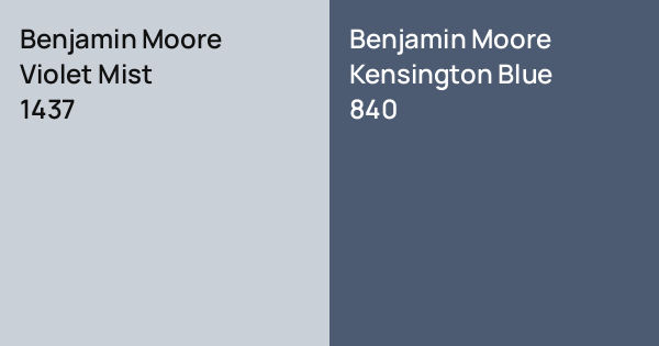Benjamin Moore Violet Mist vs. Benjamin Moore Kensington Blue comparison