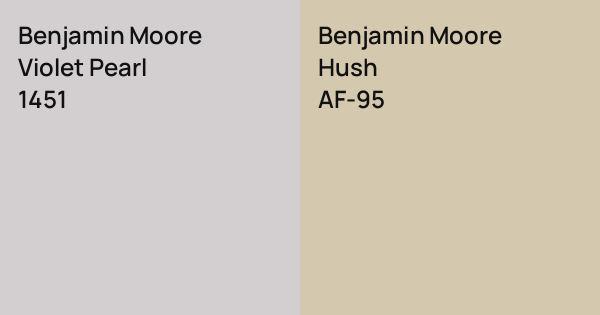 Benjamin Moore Violet Pearl vs. Benjamin Moore Hush comparison