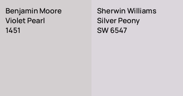 Benjamin Moore Violet Pearl vs. Sherwin Williams Silver Peony comparison