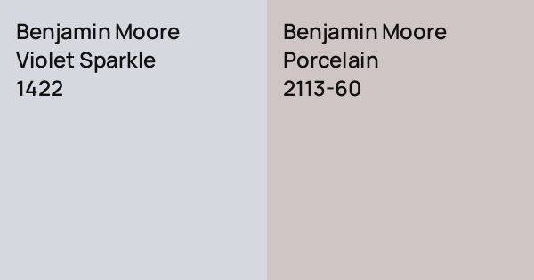 Benjamin Moore Violet Sparkle vs. Benjamin Moore Porcelain comparison