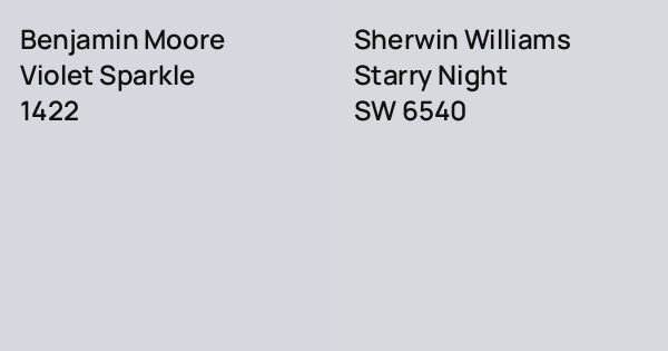 Benjamin Moore Violet Sparkle vs. Sherwin Williams Starry Night comparison