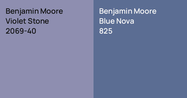 Benjamin Moore Violet Stone vs. Benjamin Moore Blue Nova comparison