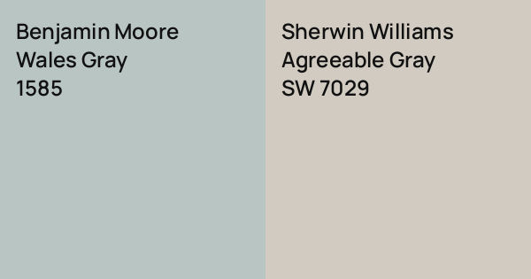 Benjamin Moore Wales Gray vs. Sherwin Williams Agreeable Gray comparison