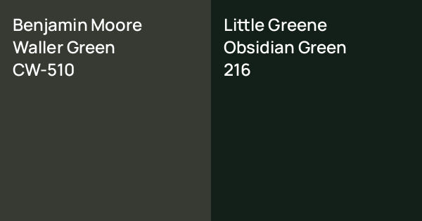 Benjamin Moore Waller Green vs. Little Greene Obsidian Green comparison