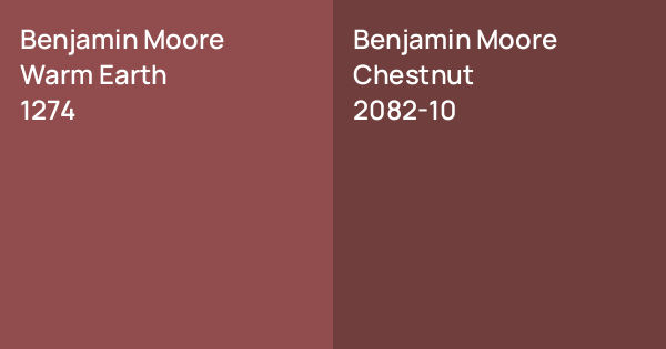 Benjamin Moore Warm Earth vs. Benjamin Moore Chestnut comparison