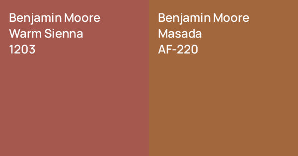 Benjamin Moore Warm Sienna vs. Benjamin Moore Masada comparison