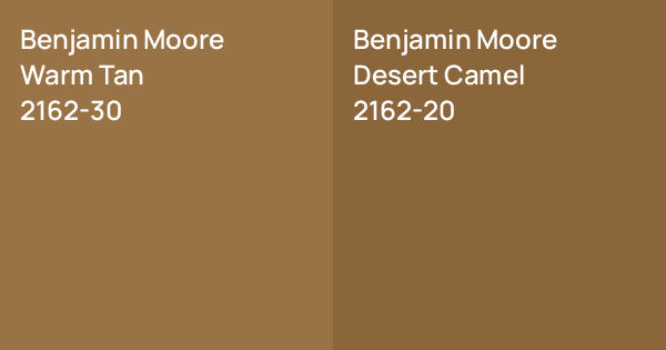 Benjamin Moore Warm Tan vs. Benjamin Moore Desert Camel comparison
