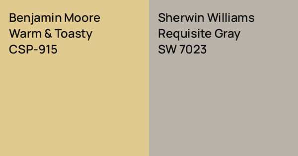 Benjamin Moore Warm & Toasty vs. Sherwin Williams Requisite Gray comparison