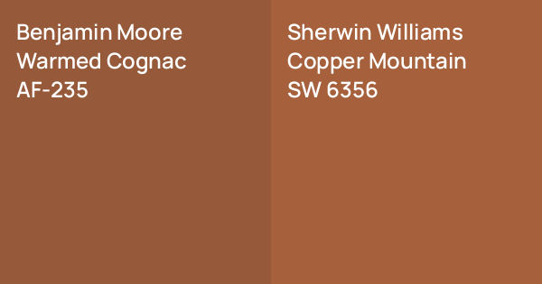 Benjamin Moore Warmed Cognac vs. Sherwin Williams Copper Mountain ...