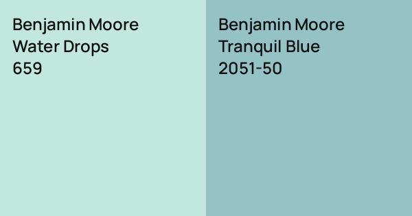 Benjamin Moore Water Drops vs. Benjamin Moore Tranquil Blue comparison