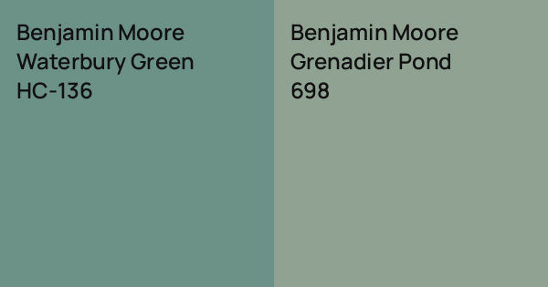 Benjamin Moore Waterbury Green vs. Benjamin Moore Grenadier Pond comparison