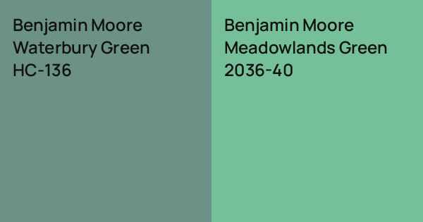 Benjamin Moore Waterbury Green vs. Benjamin Moore Meadowlands Green ...