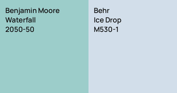 Benjamin Moore Waterfall vs. Behr Ice Drop comparison