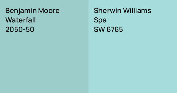 Benjamin Moore Waterfall vs. Sherwin Williams Spa comparison