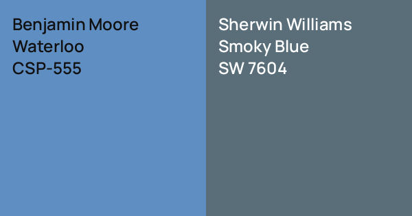 Benjamin Moore Waterloo vs. Sherwin Williams Smoky Blue comparison