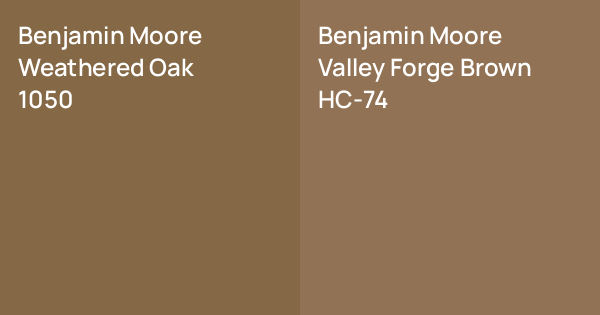 Benjamin Moore Weathered Oak vs. Benjamin Moore Valley Forge Brown ...
