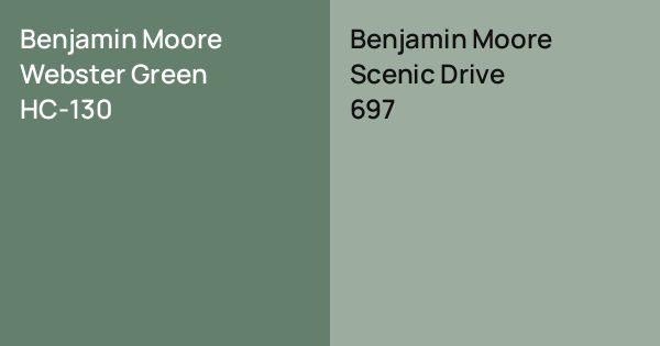 Benjamin Moore Webster Green vs. Benjamin Moore Scenic Drive comparison